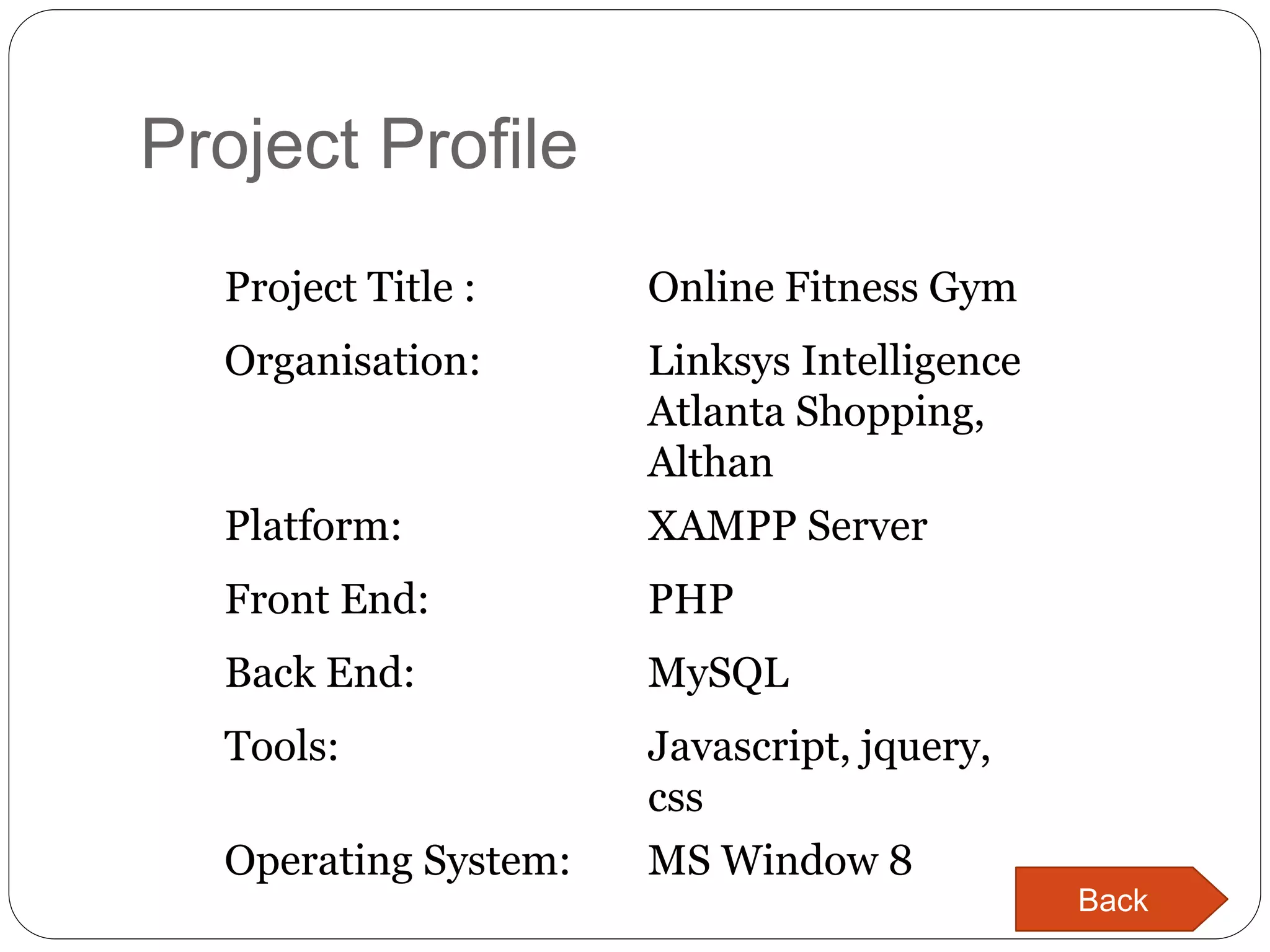 Online Fitness Gym Project Presentation | PPTX