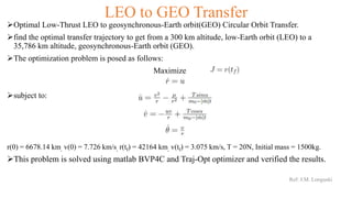 Low thrust interplanetary trajectory optimization (Optimal control) | PPTX