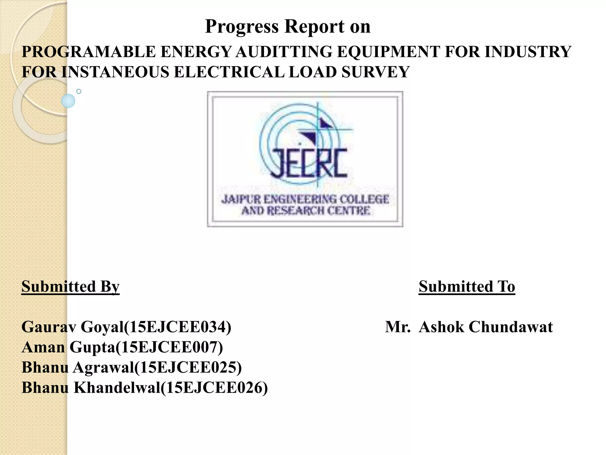 PROJECT - " PROGRAMMABLE ENERGY METER CALCULATOR" | PPT