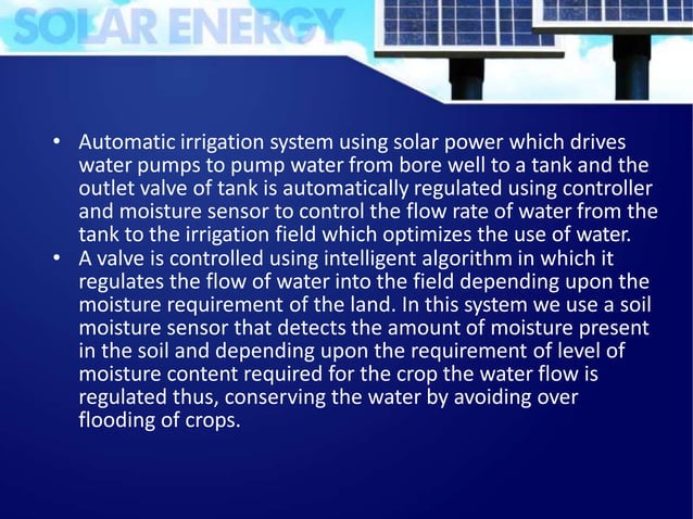 Smart Solar Irrigation System | PPTX | Water Services | Home Utilities