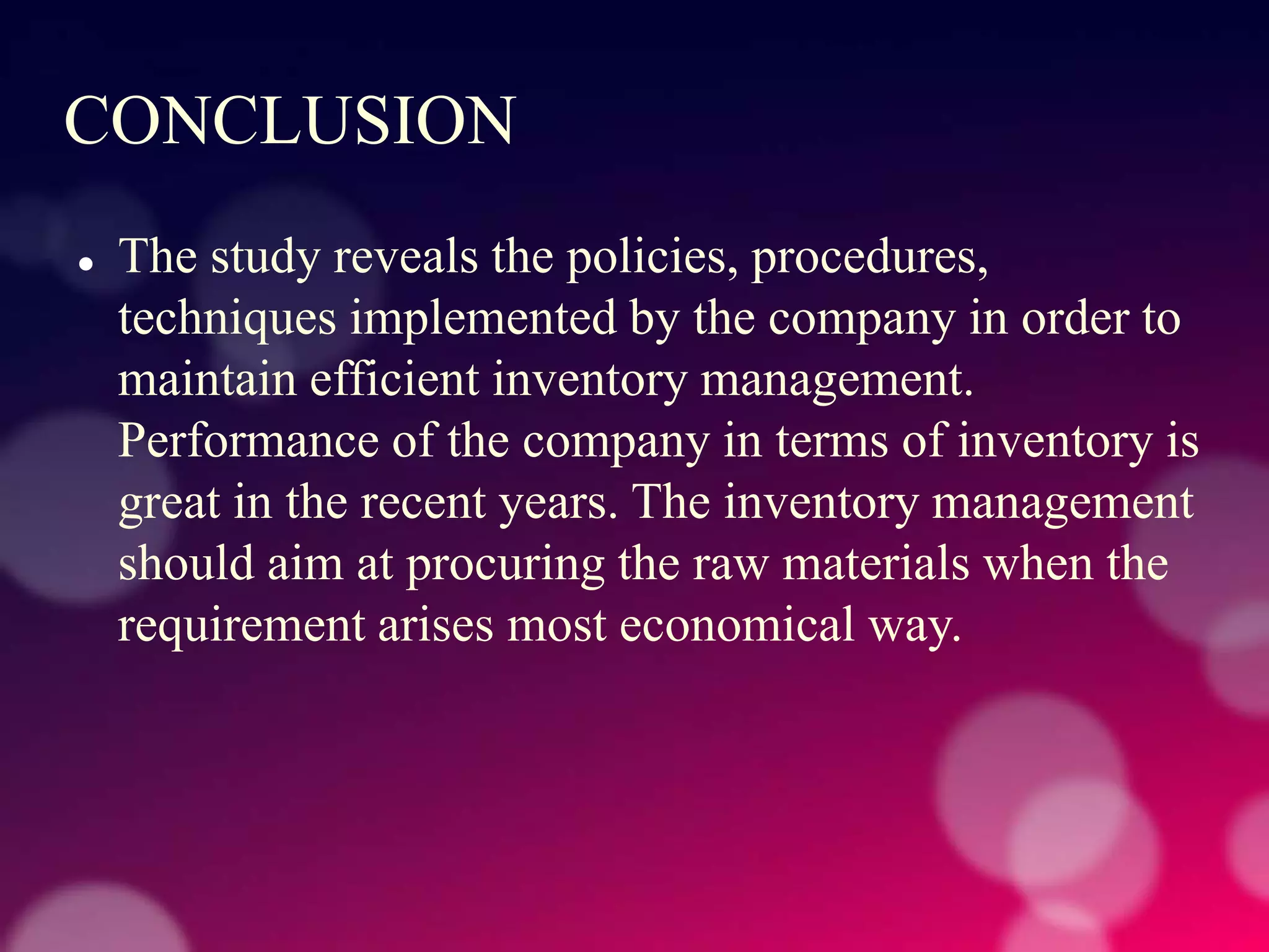 A study on Inventory Management | PPTX