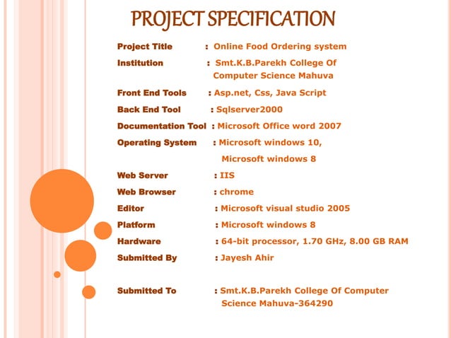 Online food ordering System projectppt.pptx | Bars & Restaurants ...