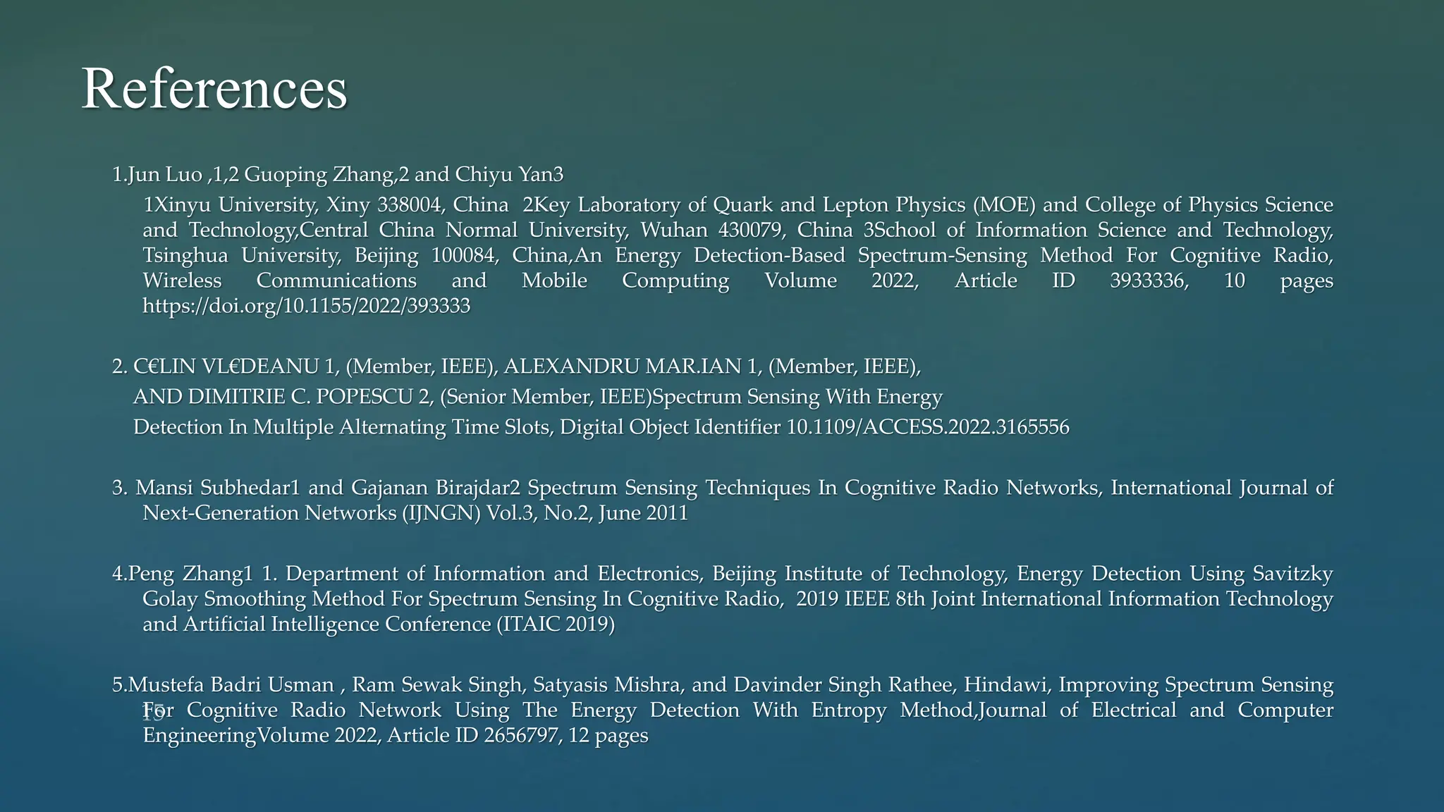Cognitive Radio Network Spectrum Sensing Pptx