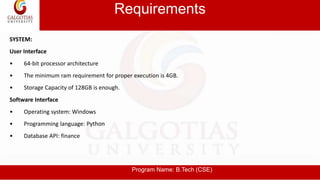 stock market prediction and analysis using python | PPTX