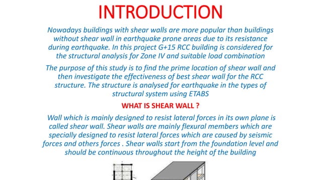 PROJECT PPT.pptx on structural analysis of four storey building with and without share wall | PPT