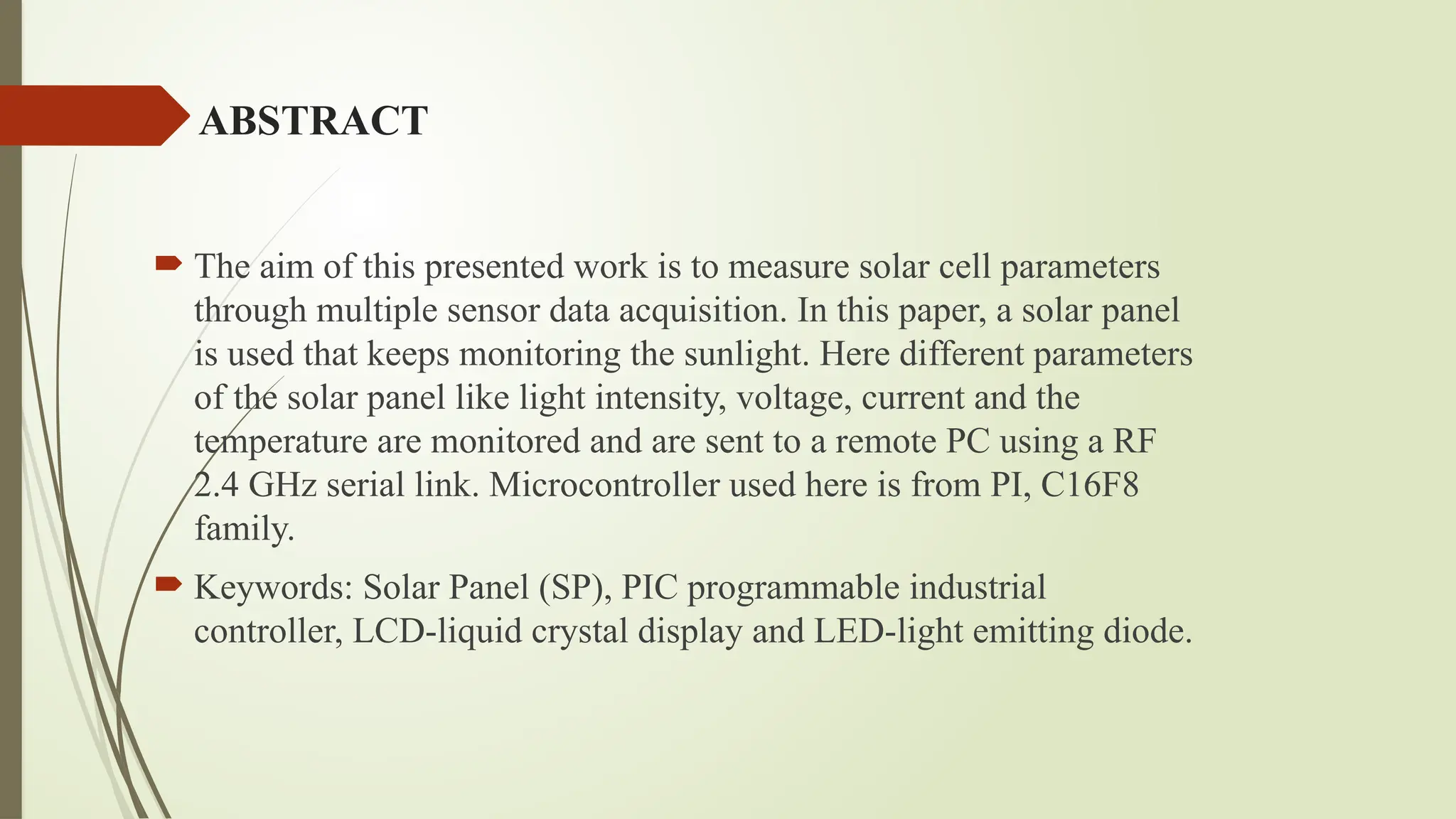 SOLAR POWER MEASUREMENT SYSTEM PROJECT PPT | PPTX
