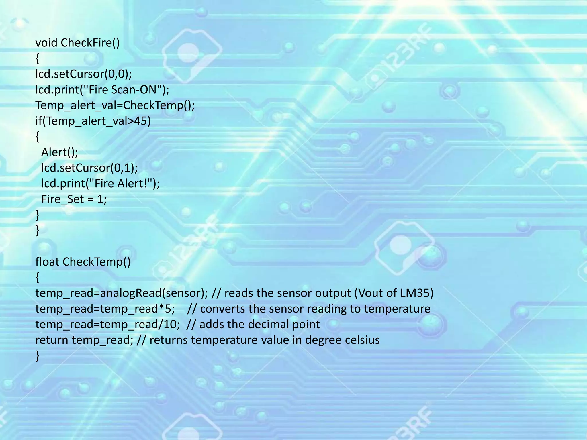 GSM Based SMS fire alert system | PPTX
