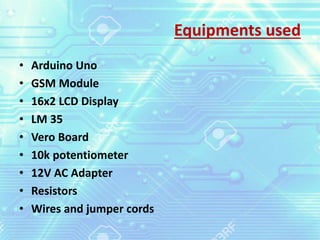 GSM Based SMS fire alert system | PPTX