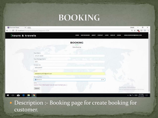 Tour and Travel Management System ppt | PPTX