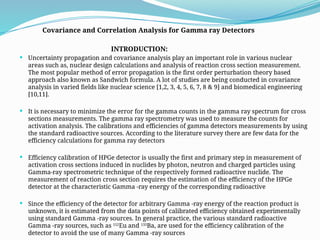 Covariance and correlation analysis for gamma ray detector | PPTX