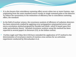 Covariance and correlation analysis for gamma ray detector | PPTX