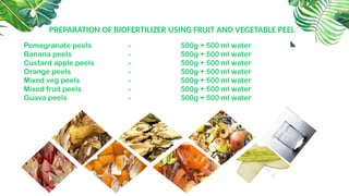 Biofertilizer prepared and used on plant growth | PPT