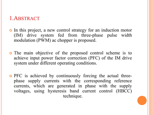 Using Hbcc System Power Factor Correction Of Three Phase Pwm Ac Chopper