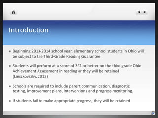 Third Grade Reading Guarantee Research Proposal | PPT