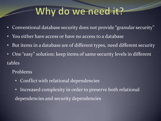 Distributed database security with discretionary access control | PPTX