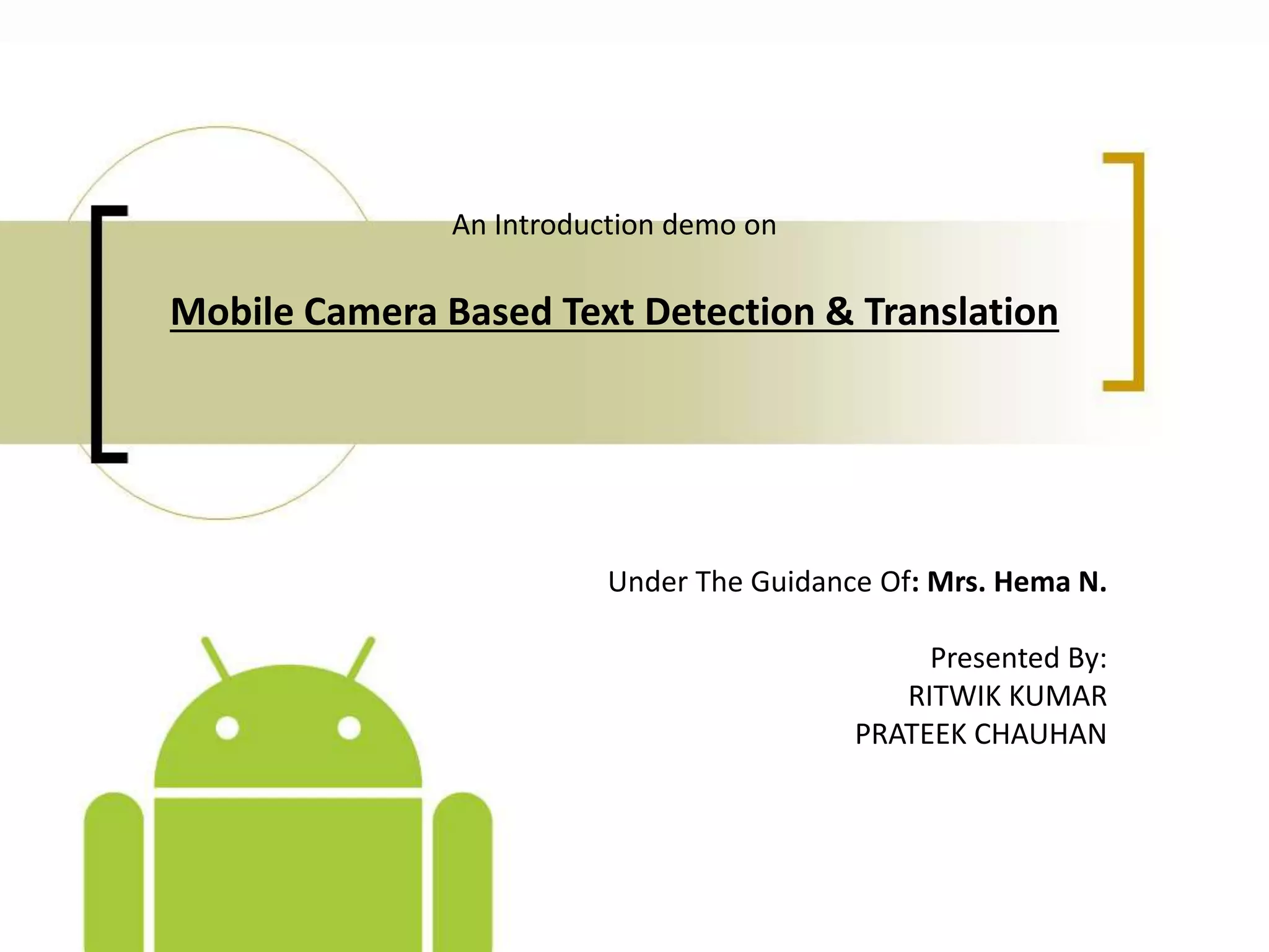 Word Detection & Translation from image on an android device | PPT