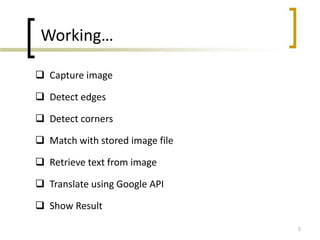 Word Detection & Translation from image on an android device | PPT