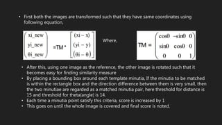 Minutiae-based Fingerprint Matching | PPTX