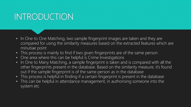 Minutiae-based Fingerprint Matching | PPTX