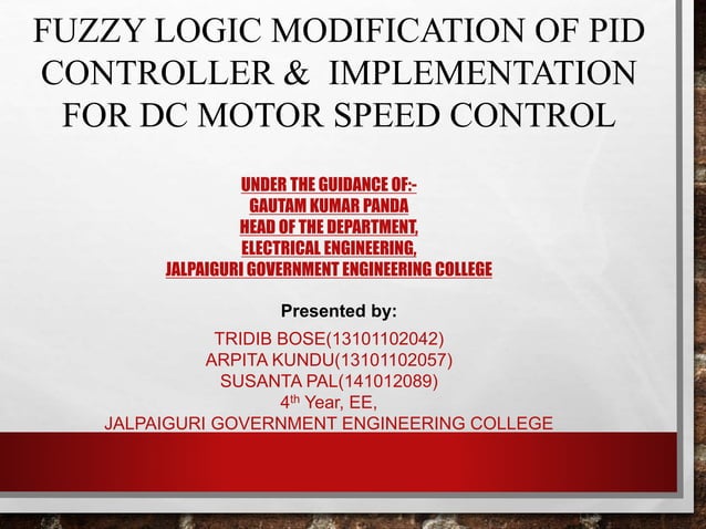 DC Drive Speed Control using Fuzzy Logic Controller | PPT