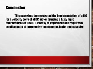 DC Drive Speed Control using Fuzzy Logic Controller | PPTX