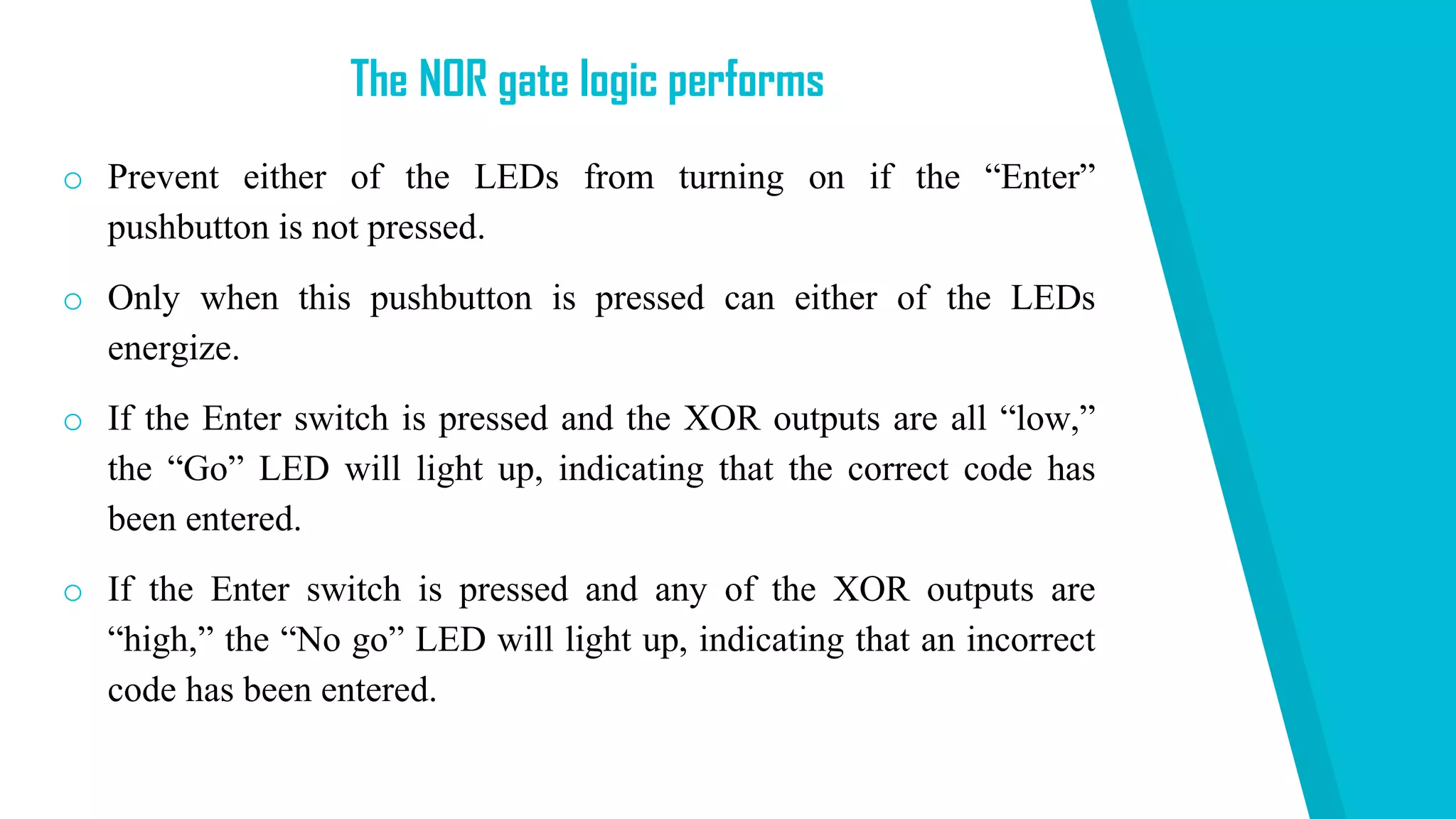 Security System Using Xor Gate Nor Gate Ppt