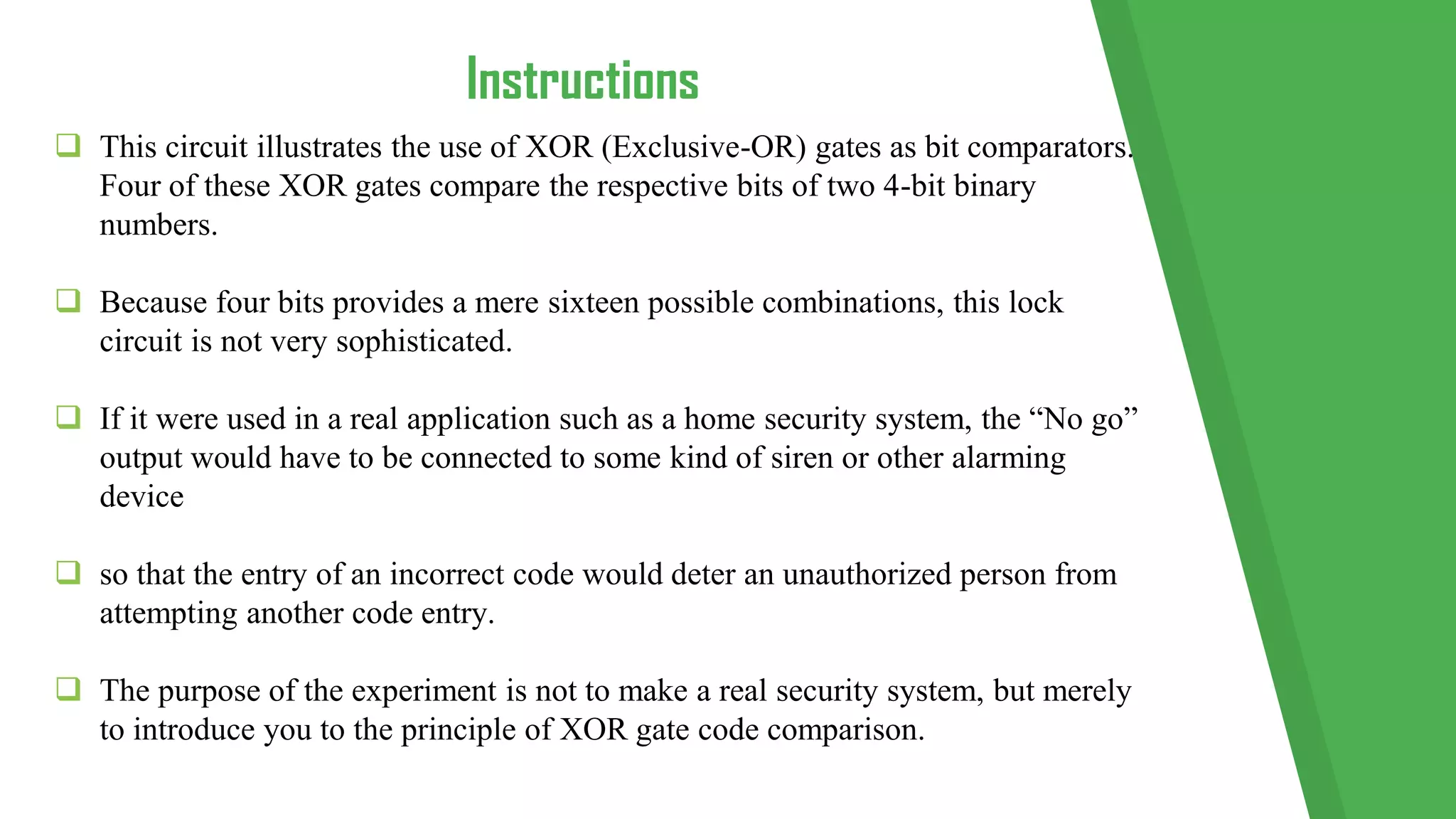 Security System Using Xor Gate Nor Gate Ppt