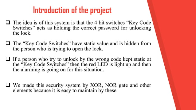 Security System Using Xor Gate Nor Gate Ppt
