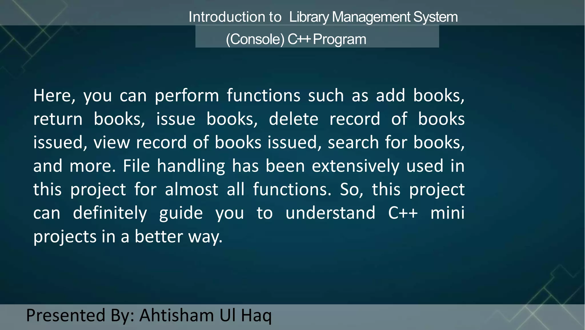 Library Management System Ppt Pptx Programming Languages Computing