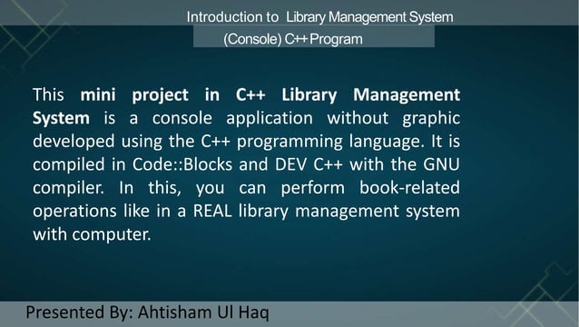 Library Management System Ppt Pptx Programming Languages Computing