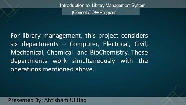 Library Management System ppt | PPTX | Programming Languages | Computing