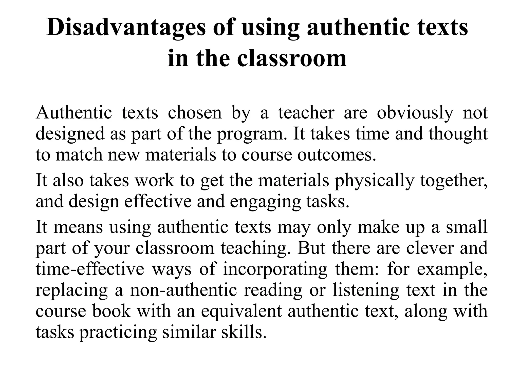 Using Authentic Texts for Learning in the class | PPTX
