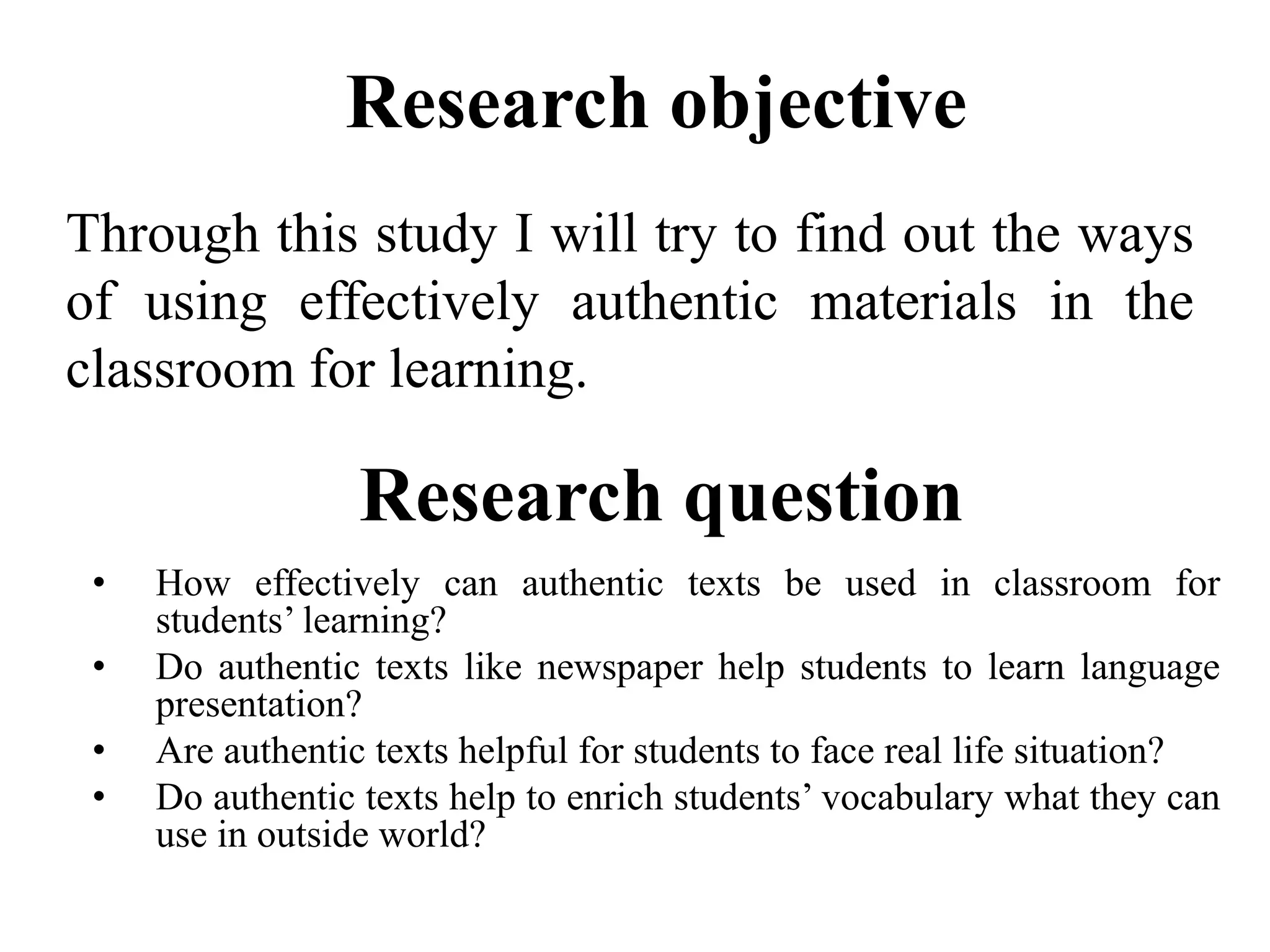 Using Authentic Texts for Learning in the class | PPTX