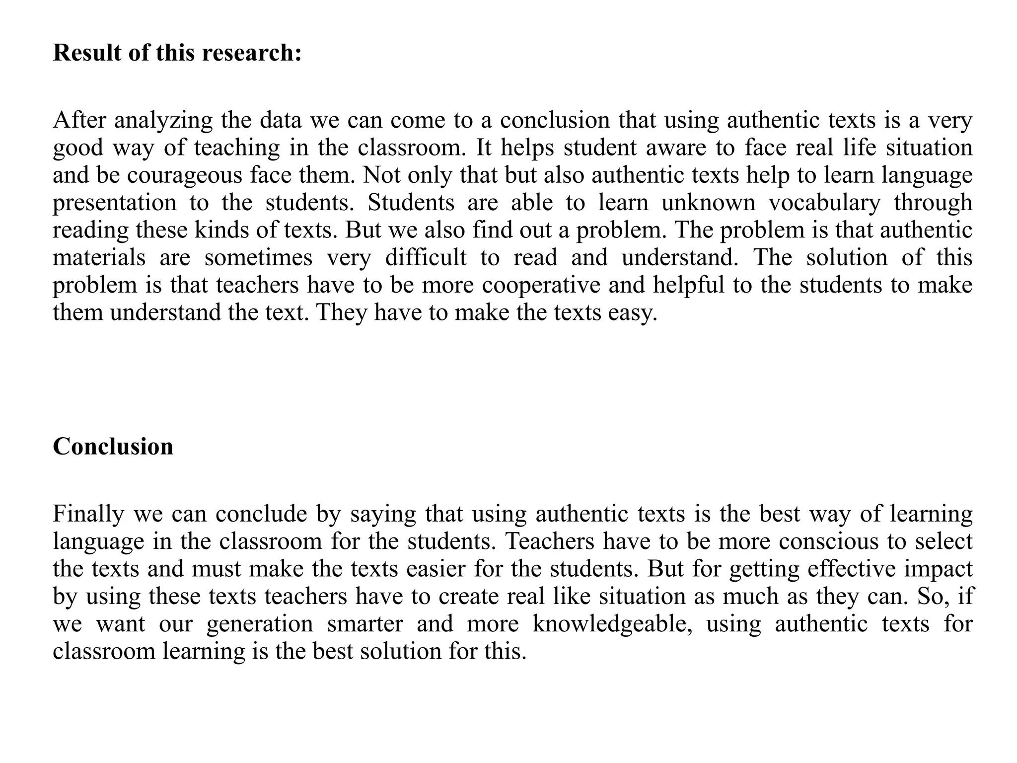 Using Authentic Texts for Learning in the class | PPTX