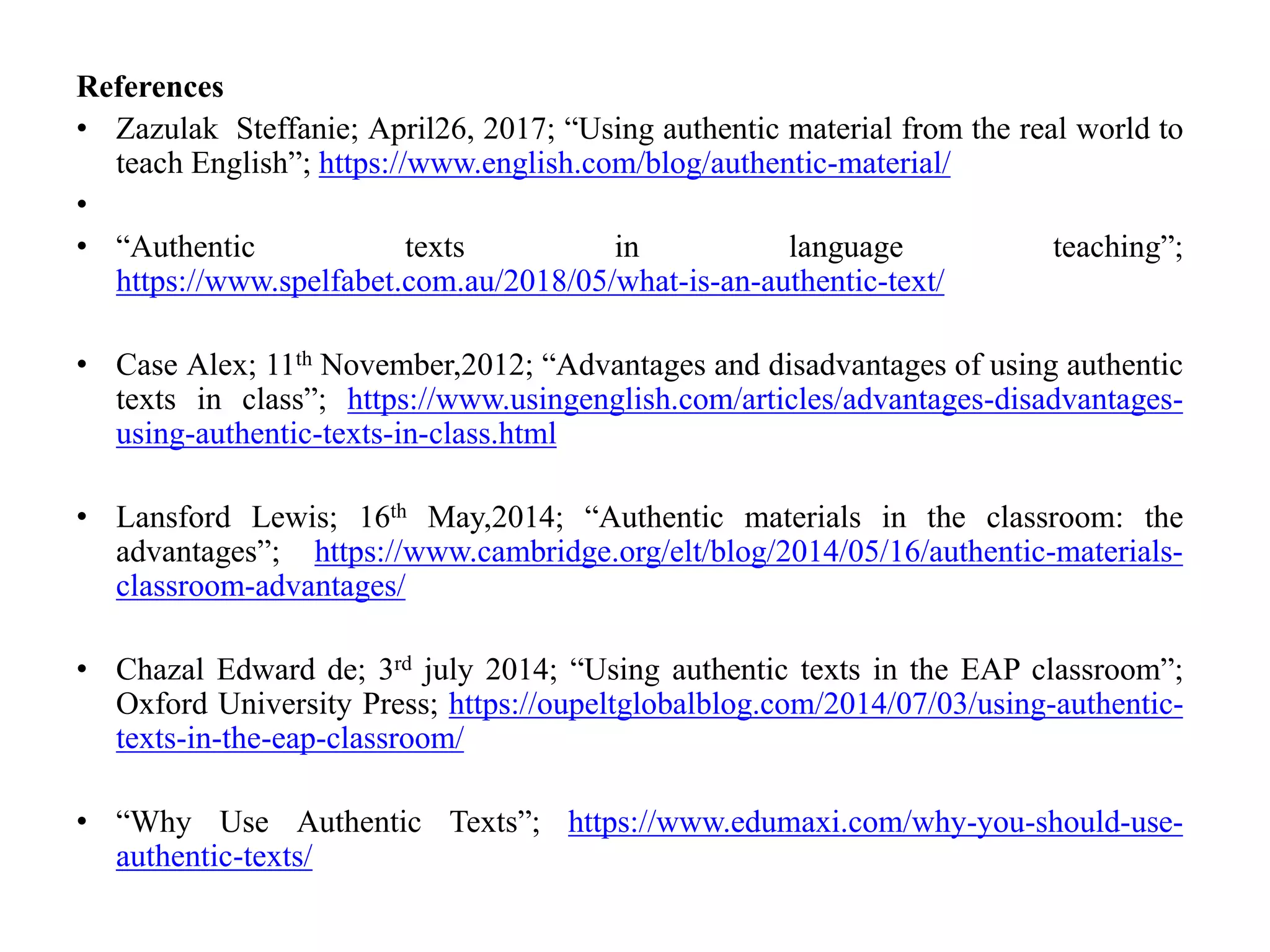 Using Authentic Texts for Learning in the class | PPTX