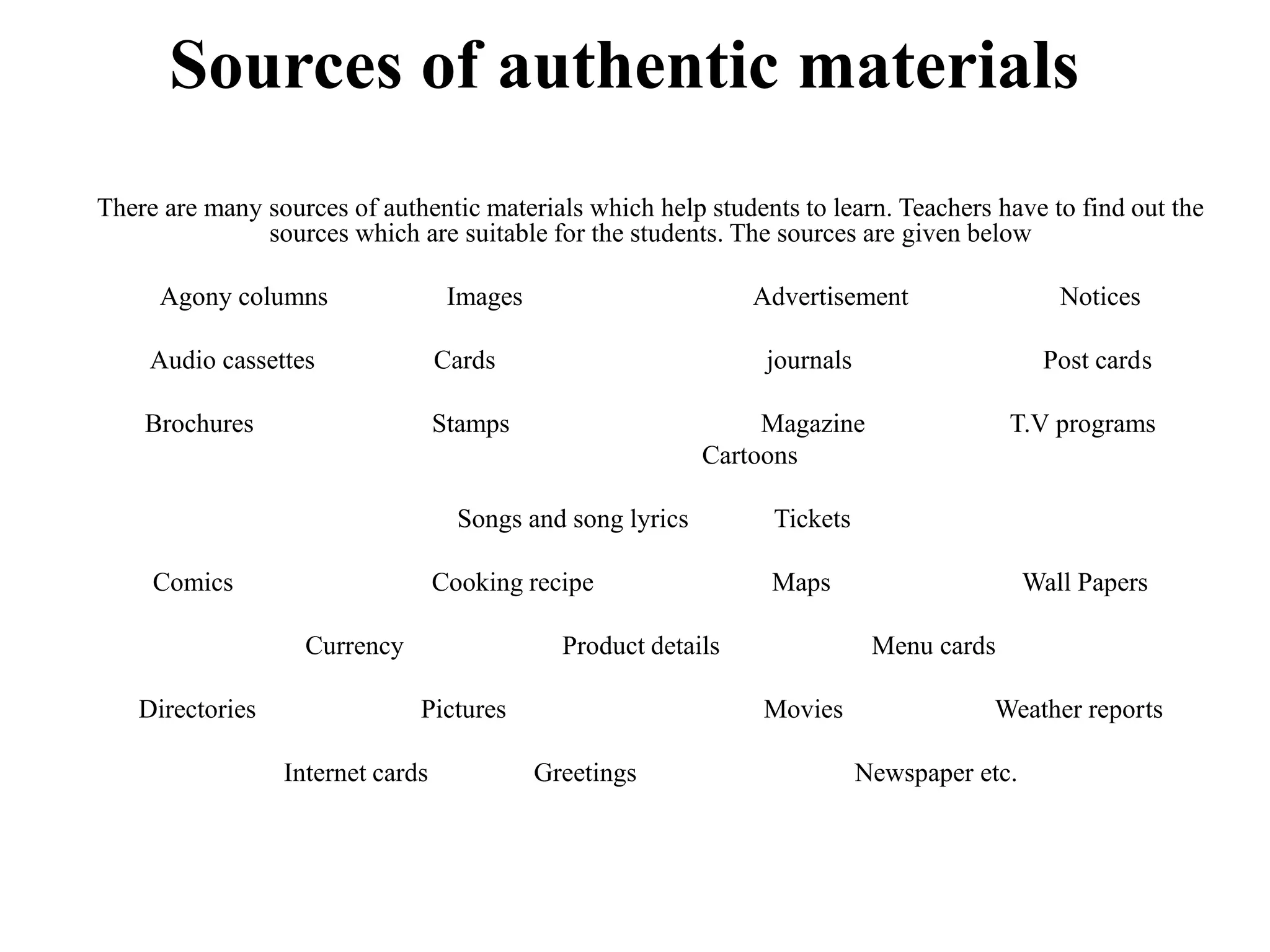 Using Authentic Texts for Learning in the class | PPTX