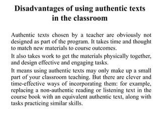Using Authentic Texts for Learning in the class | PPTX