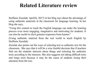 Using Authentic Texts for Learning in the class | PPTX | Educational ...