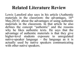 Using Authentic Texts for Learning in the class | PPTX