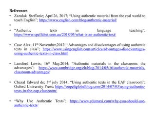 Using Authentic Texts for Learning in the class | PPTX