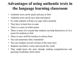 Using Authentic Texts for Learning in the class | PPTX