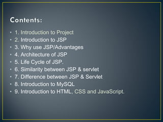 Project First presentation about introduction to technologies to be ...