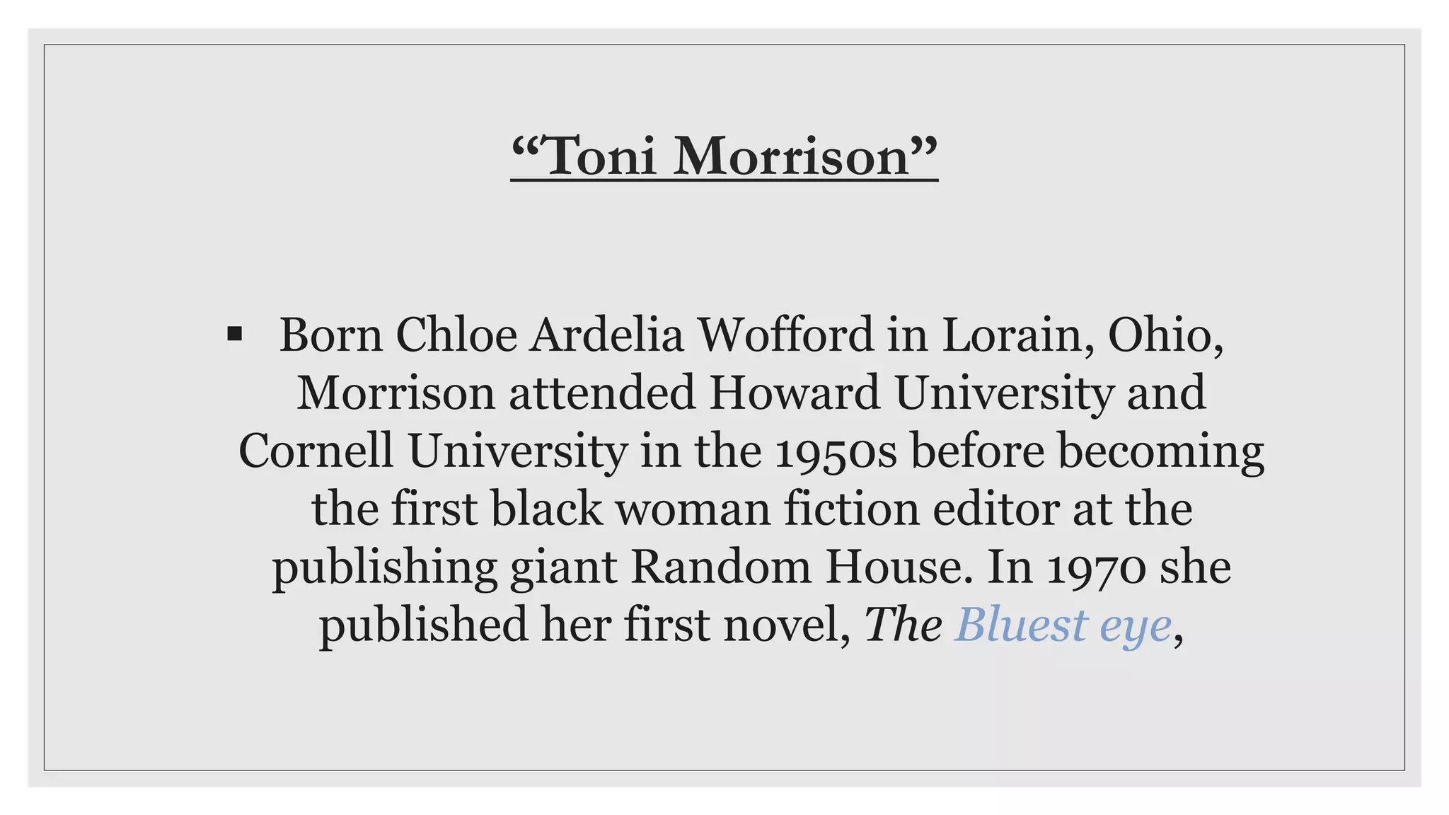 Beloved By Toni Morrison, American literature | PPTX