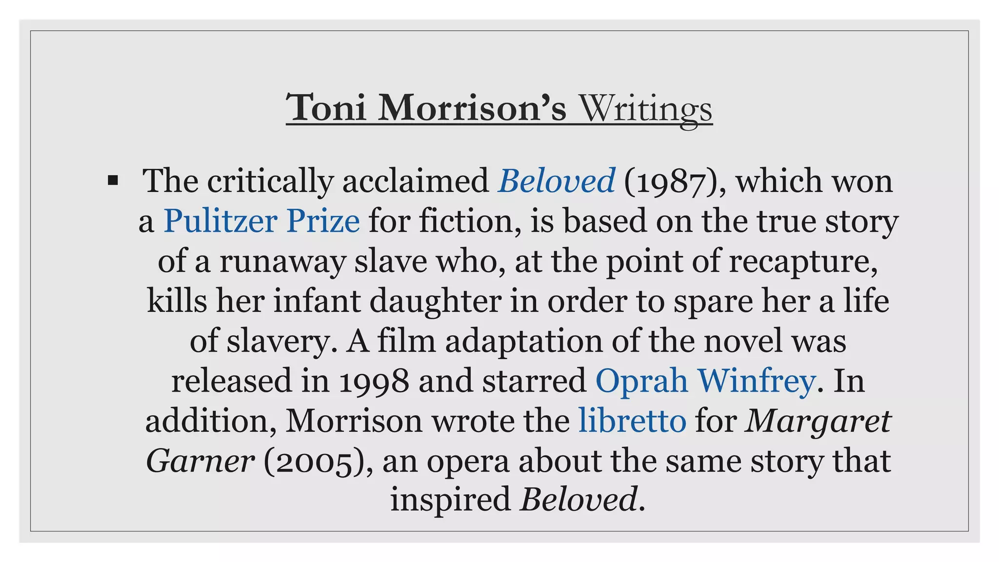 Beloved By Toni Morrison, American literature | PPTX