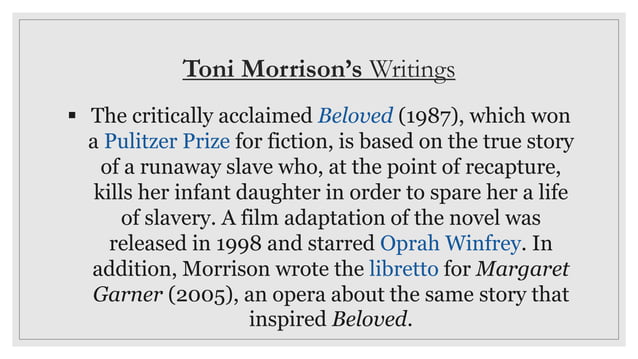 Beloved By Toni Morrison, American literature | PPTX