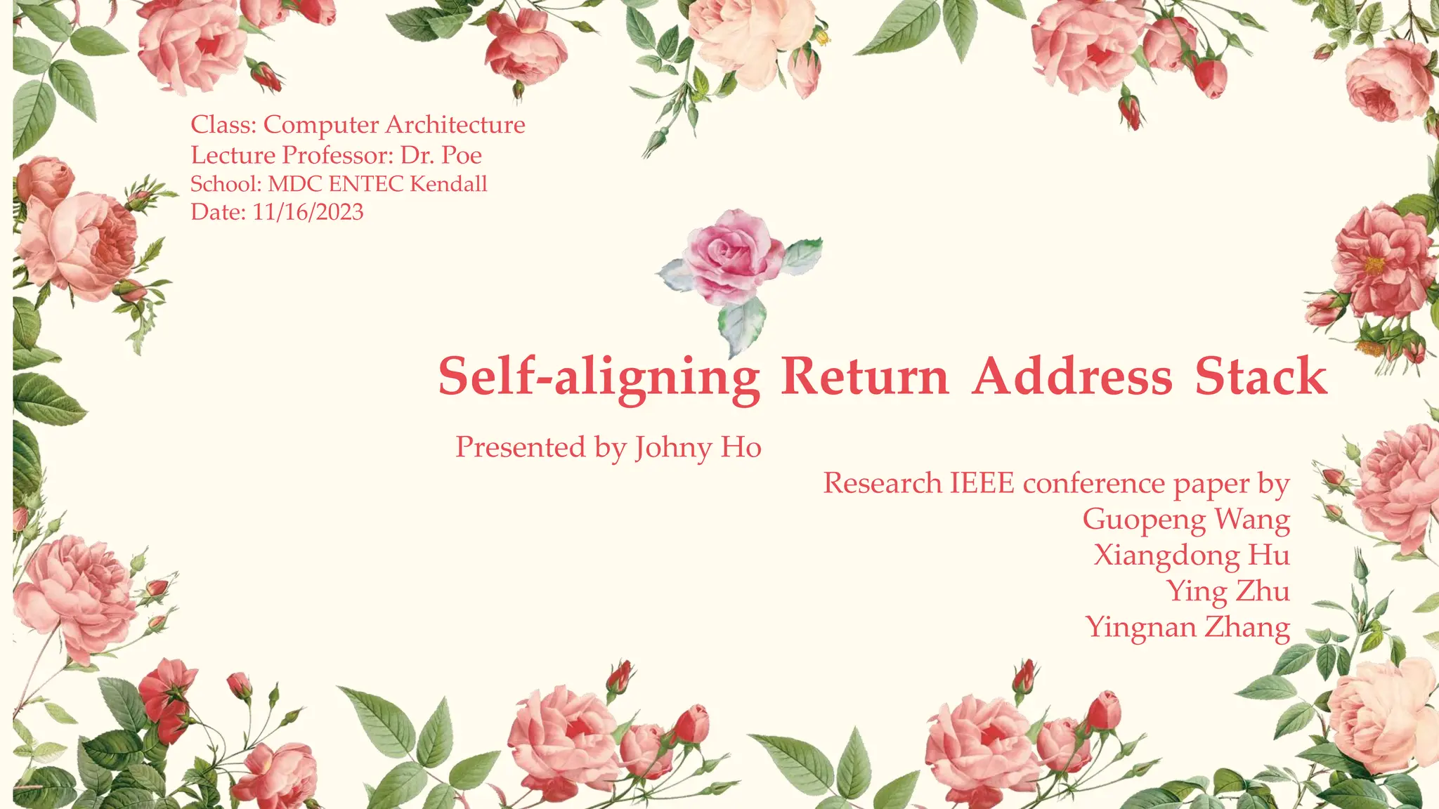 Self-Aligning Return Address Stack Power Point | PPT | Free Download