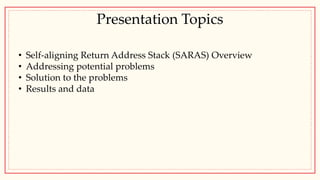 Self-Aligning Return Address Stack Power Point | PPT