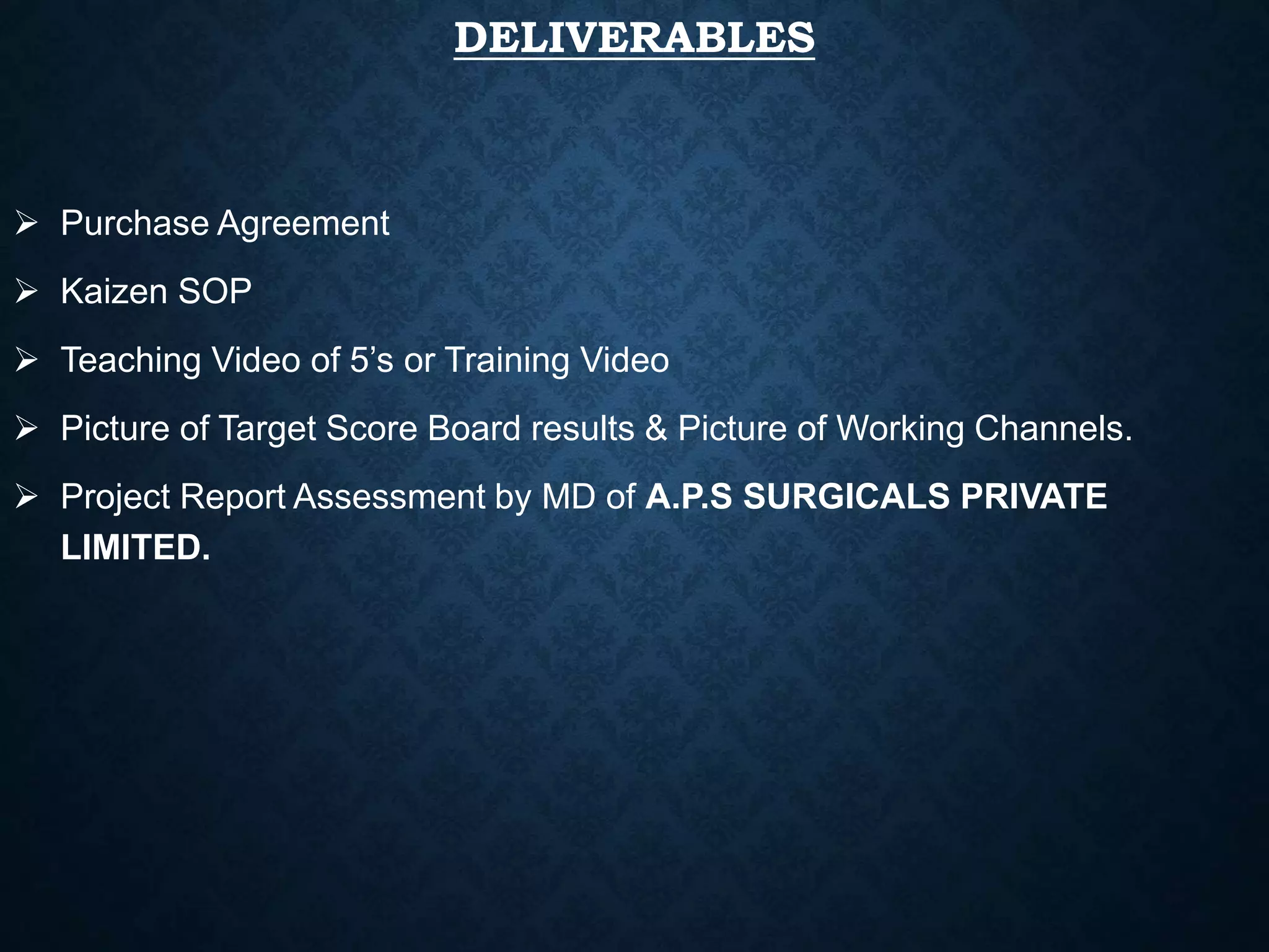 Project Presentation on A P S Surgical | PPT