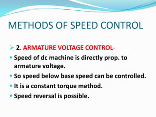 Speed control of DC Machine | PPTX