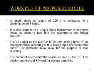 Automated load shedding using microcontroller | PPT